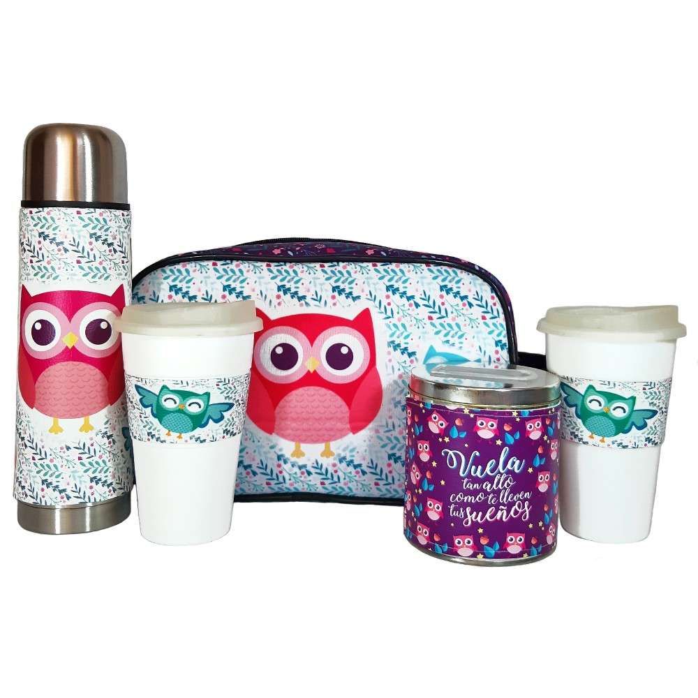 Kit cafetero con bolso de mano Buhos