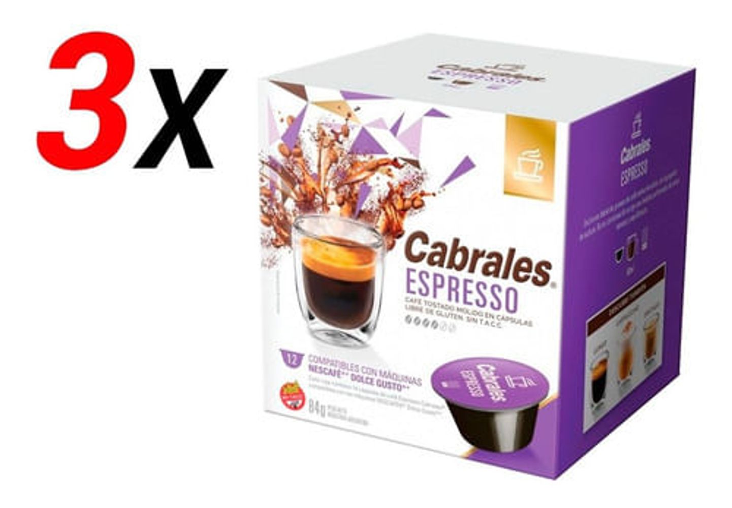 Cápsulas Cabrales Compatible Dolce Gusto Espresso Pack 12 X3