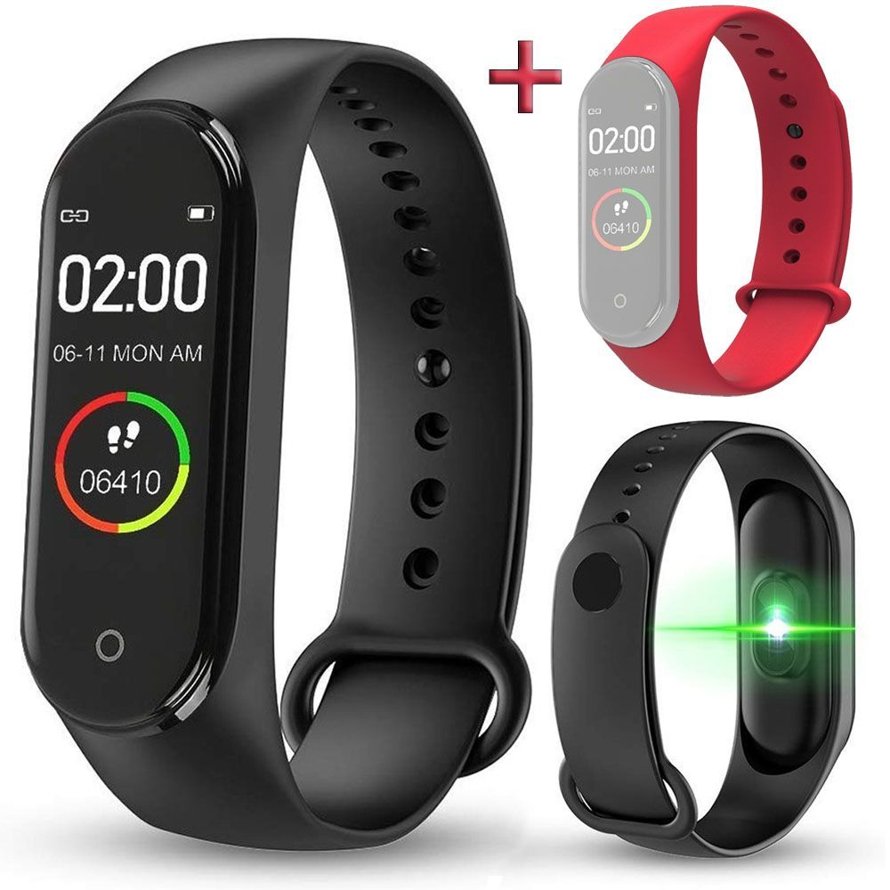 Reloj Bluetooth Smartwatch Inteligente M4 Negro mas Correa Roja App ...