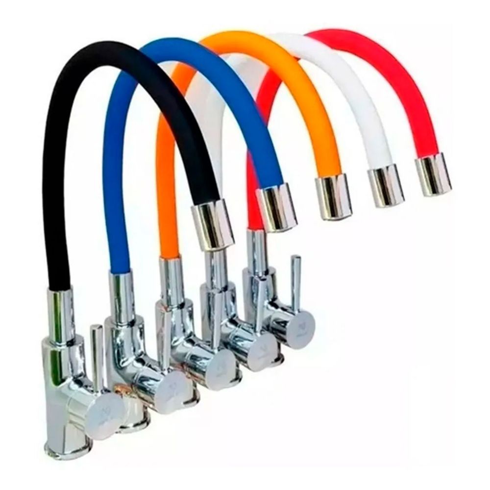 Griferia Cocina Mesada Pico Flexible Aqualaf Flex Colores