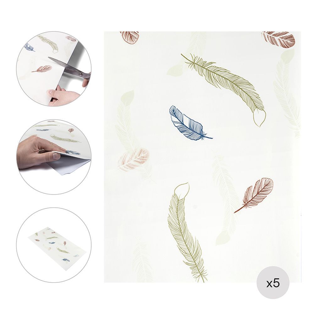 Placas 3D Autoadhesivas Bby con Plumas Colores 30x60 Pack x5