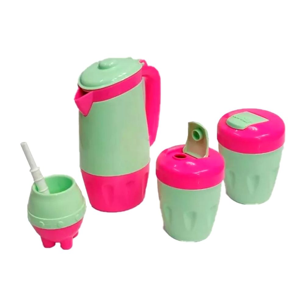 Juego De Mate Con Termo Plastico Yerbera Y Azucarera Juguete