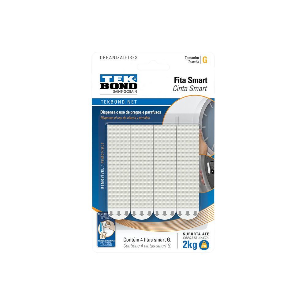 Cinta Adhesiva Doble Faz para Smart 2kg X4 Unidades en Blister Tek Bond