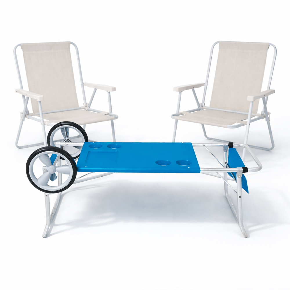 2 Sillas altas Acero Mor Sannet + Carrito De Playa Plegable