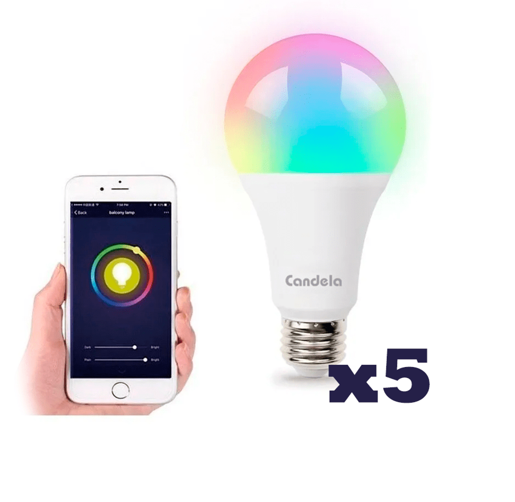 Set X5 Lamparas Led Smart 9w Wifi Bluetooh Rgb Fría Cálida