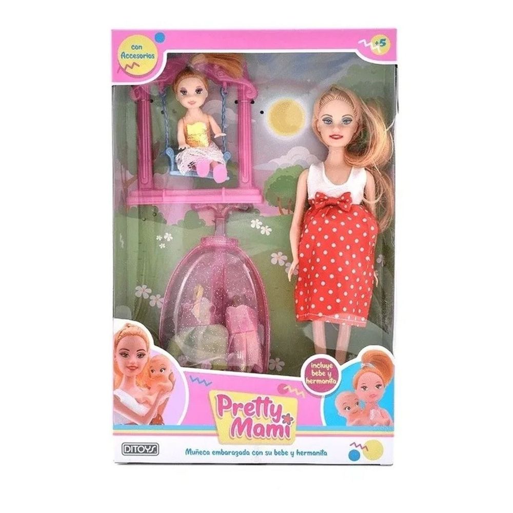 Muñeca Embarazada Bebe Hermanita Pretty Mami Ditoys Figura