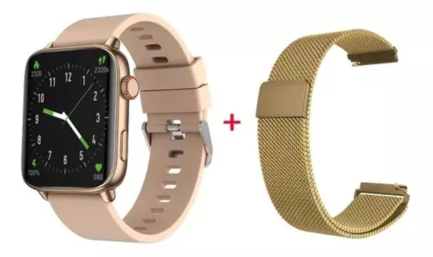 Smartwatch Inteligente Q3 Notificacion Presión Llamadas Dorado + Malla