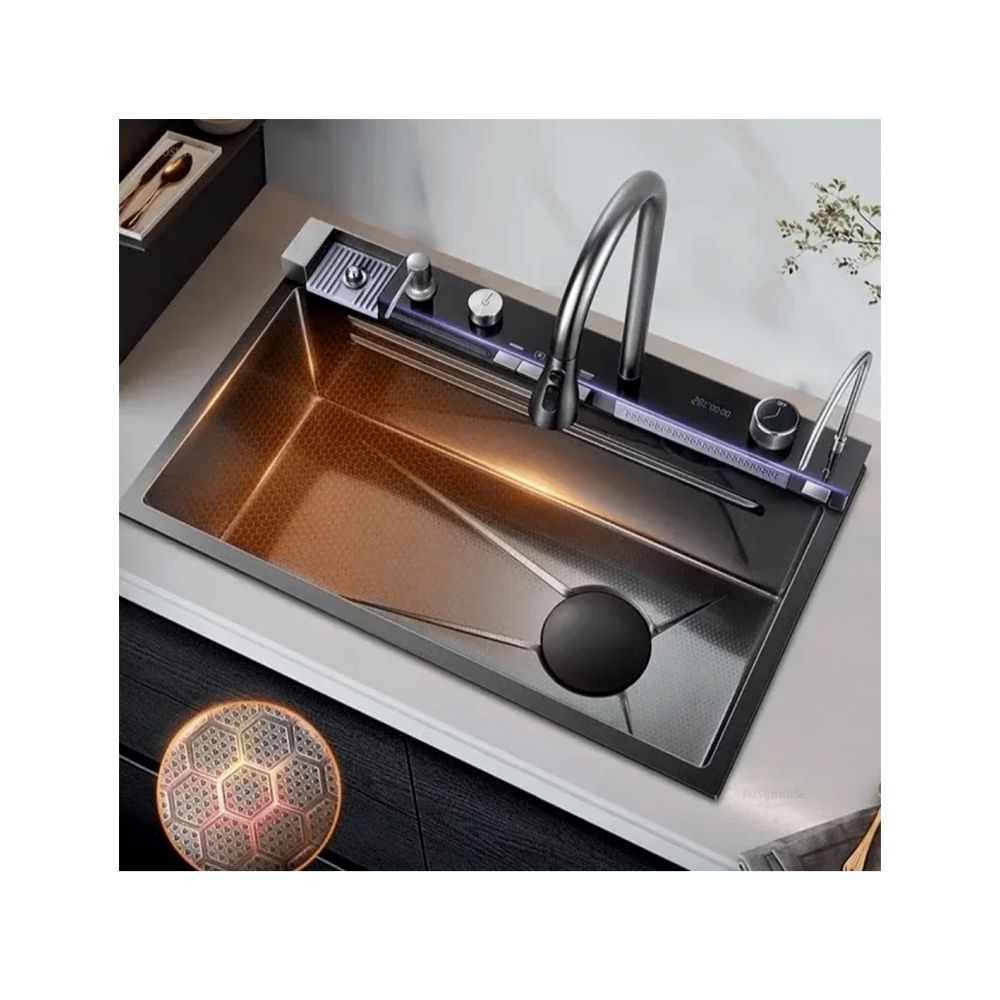 Bacha De Cocina Con Set Grifería Inteligente Acero