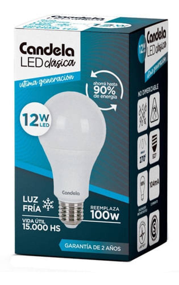 Lámpara Led Candela 12w Cálida O Fría Reemplaza 100w