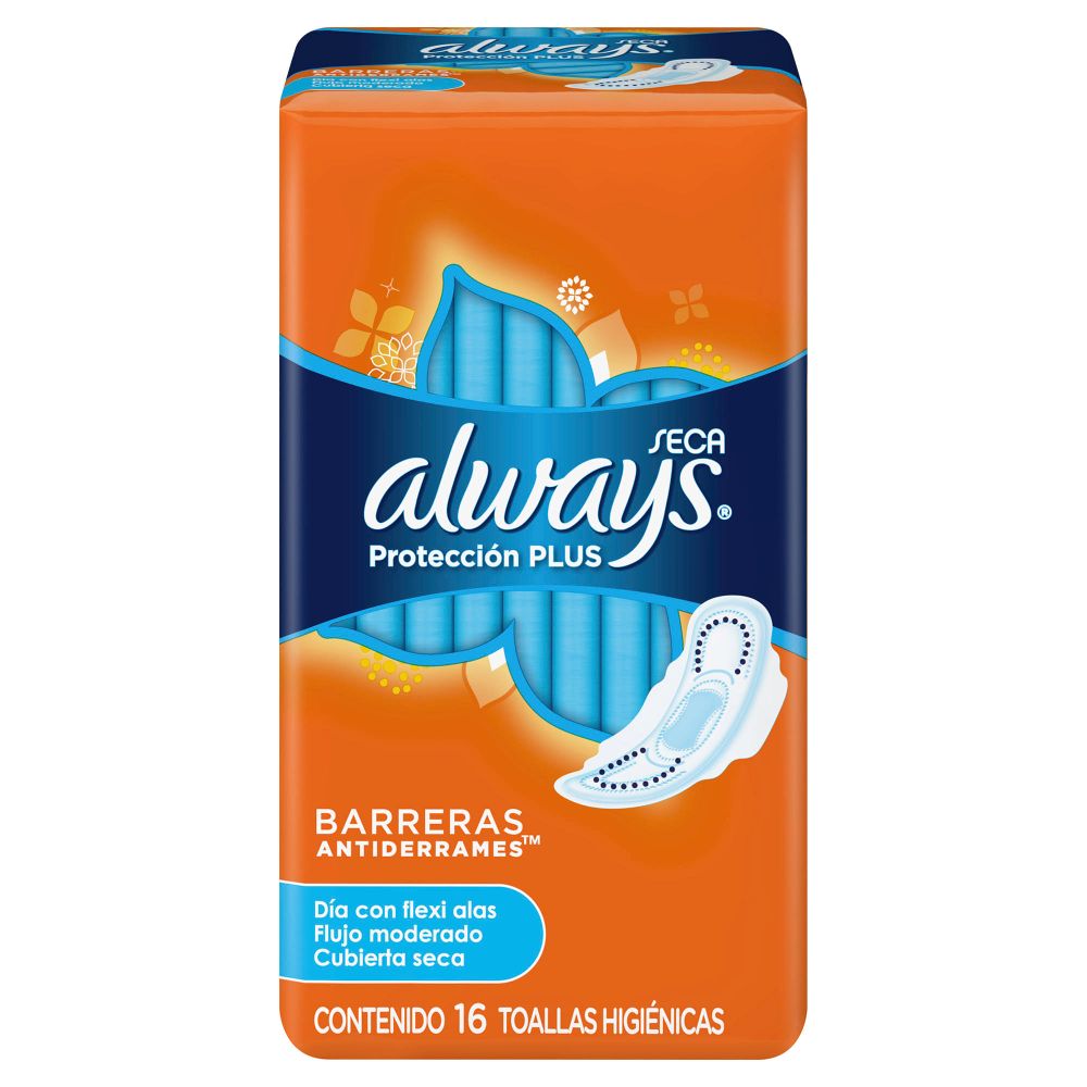 Always Seca Protección Plus Toallas Higiénicas 16 Unidades