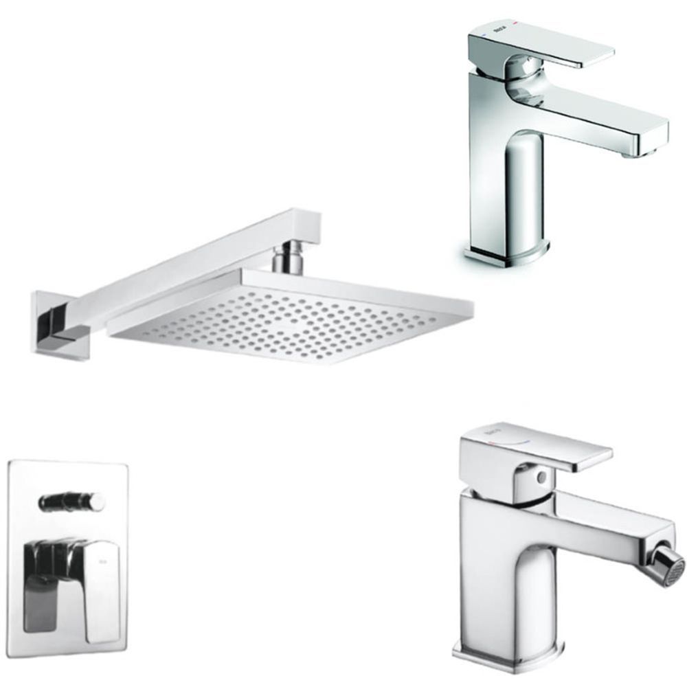 Combo Griferia Roca Escuadra Lavatorio Y Ducha Embutir Sin ...