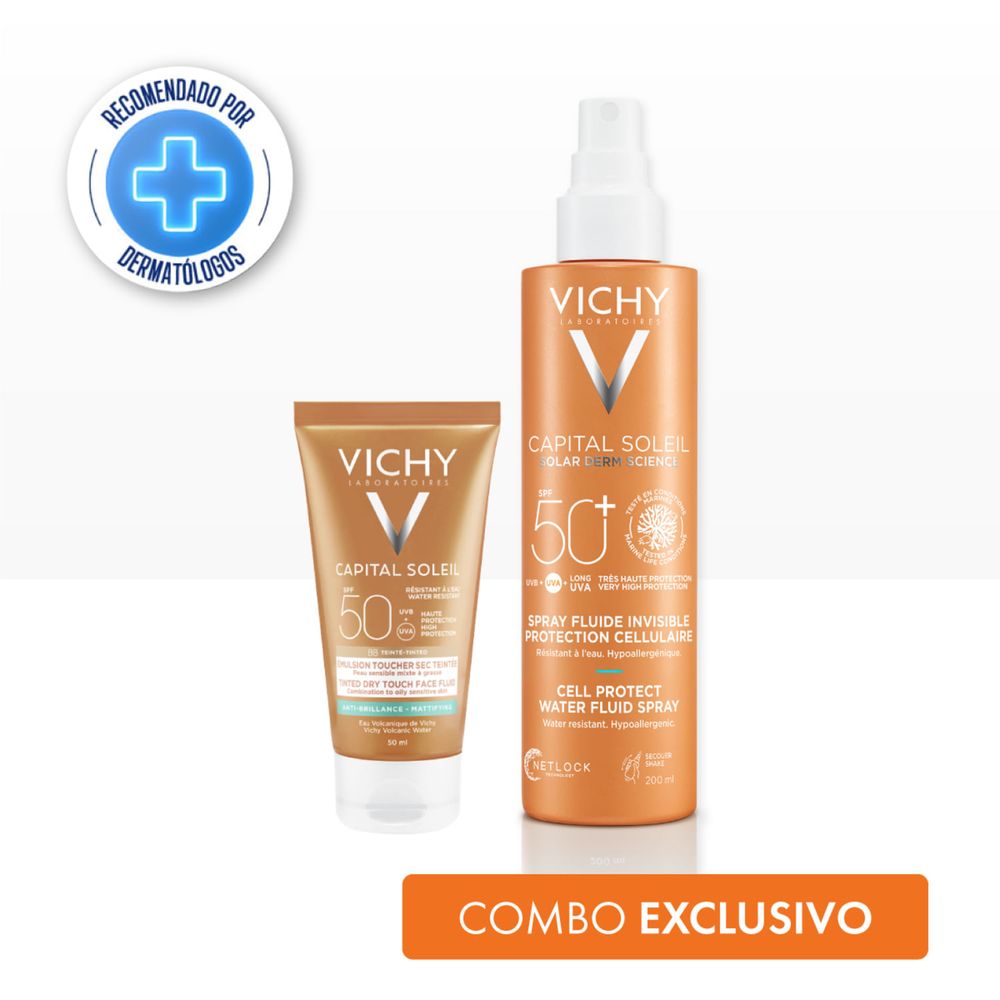 Kit Solar Vichy Toque Seco Color + Cell Protect Spray Spf50
