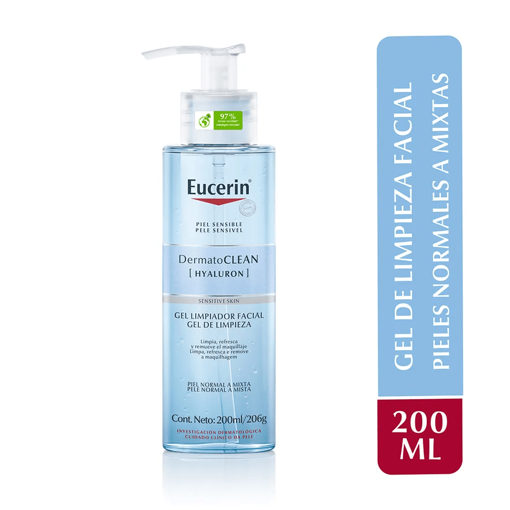 Gel de limpieza facial Eucerin DermatoCLEAN con Ácido Hialurónico Piel ...