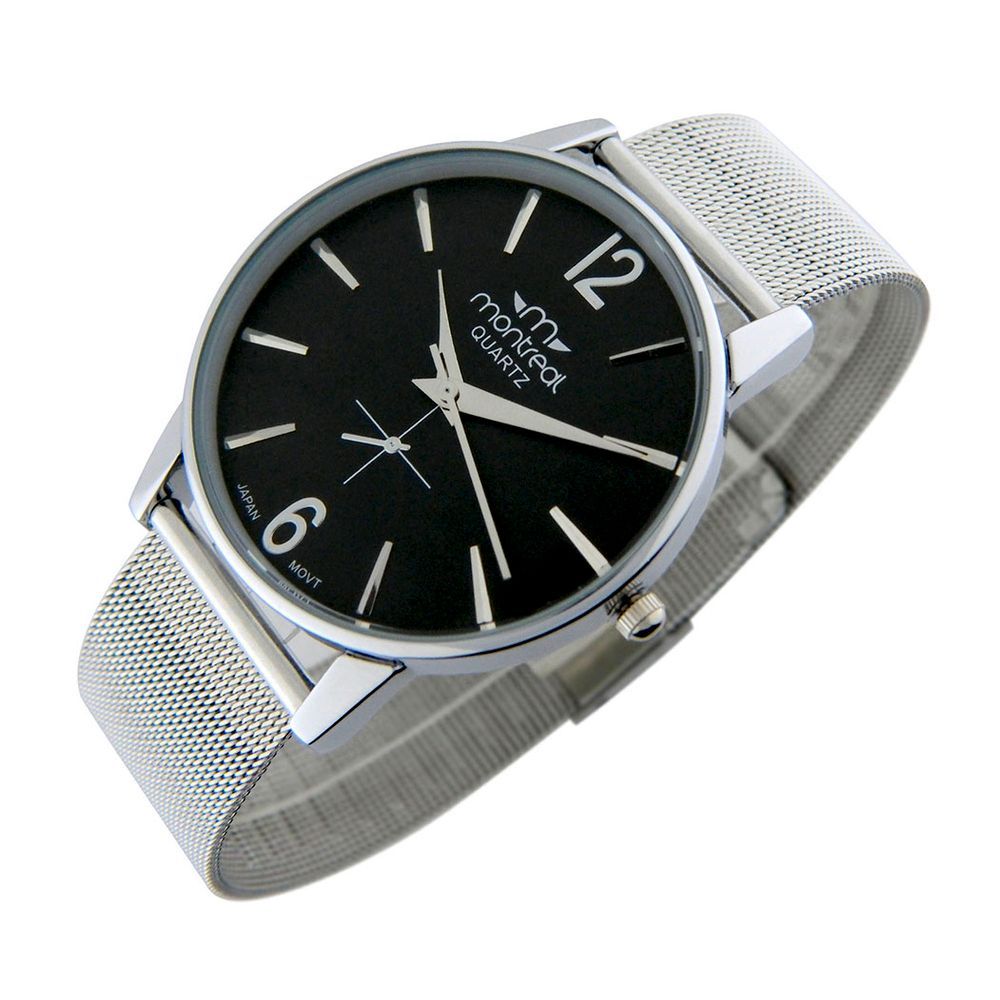 Reloj negro Montreal acero tejido