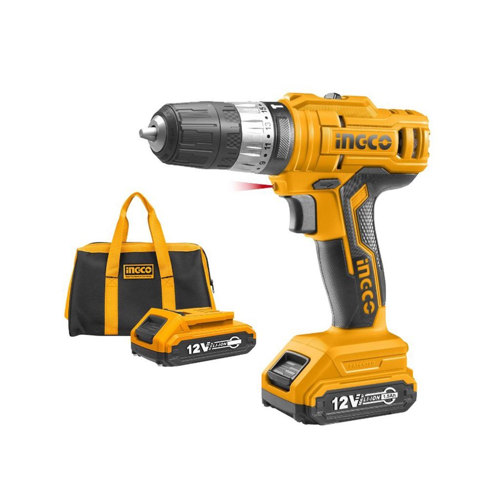Taladro Atornillador Percutor 10mm Pro 12v 2 Baterías y Bolso Ingco ...