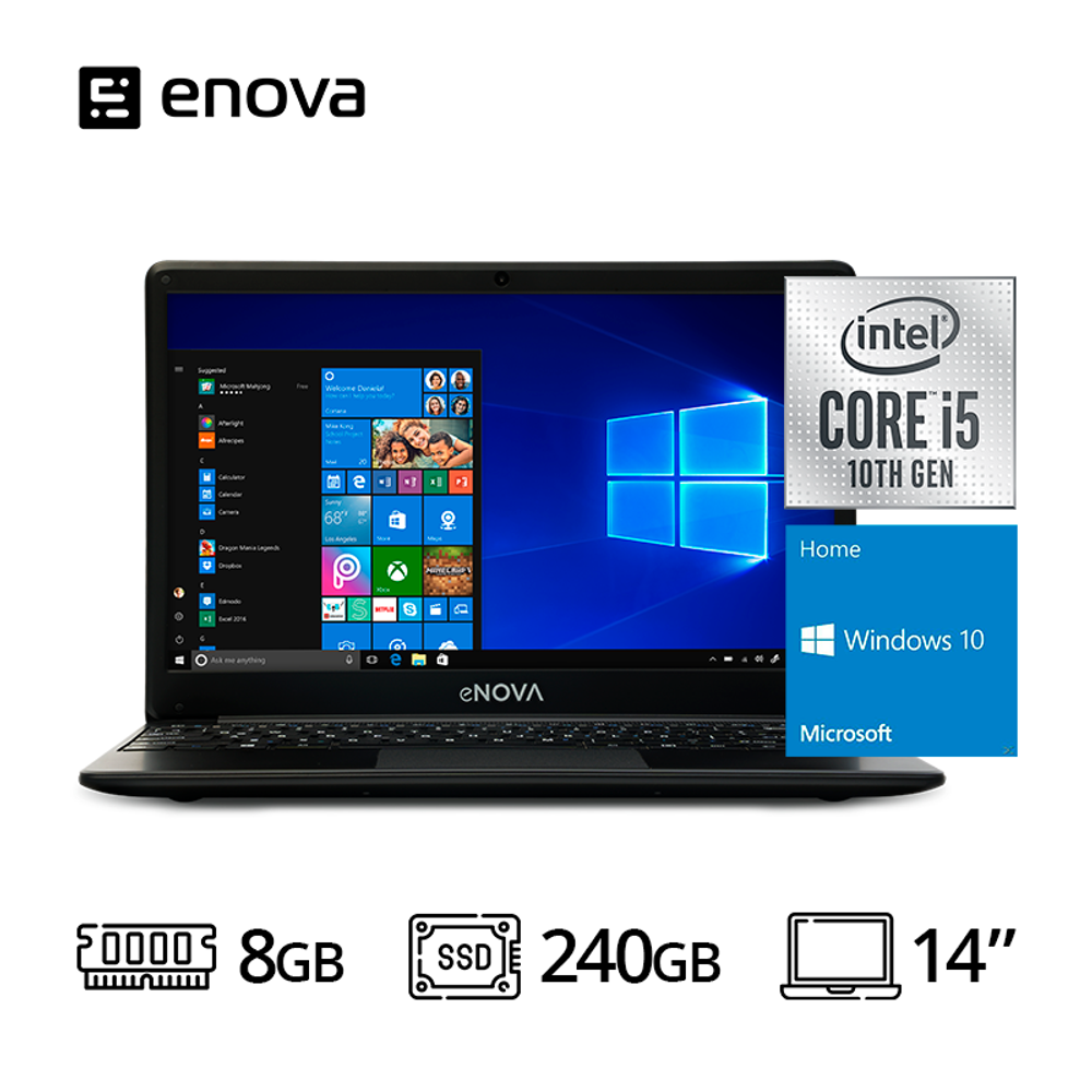 Notebook eNova 14" Intel Core i5 1035G1 + RAM 8GB + SSD 240GB + Win 10 Home