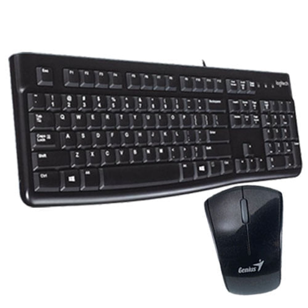 Teclado USB Logitech K120 + Mouse Genius Micro Traveler 900S USB Negro