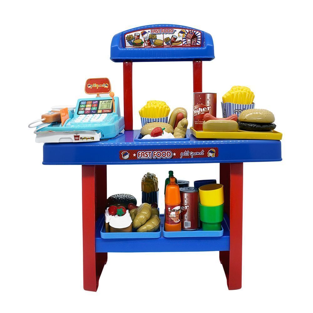 Set Juguete De Cocina Infantil Fast Food Con Caja Registradora Y Accesorios Para Niños Niñas