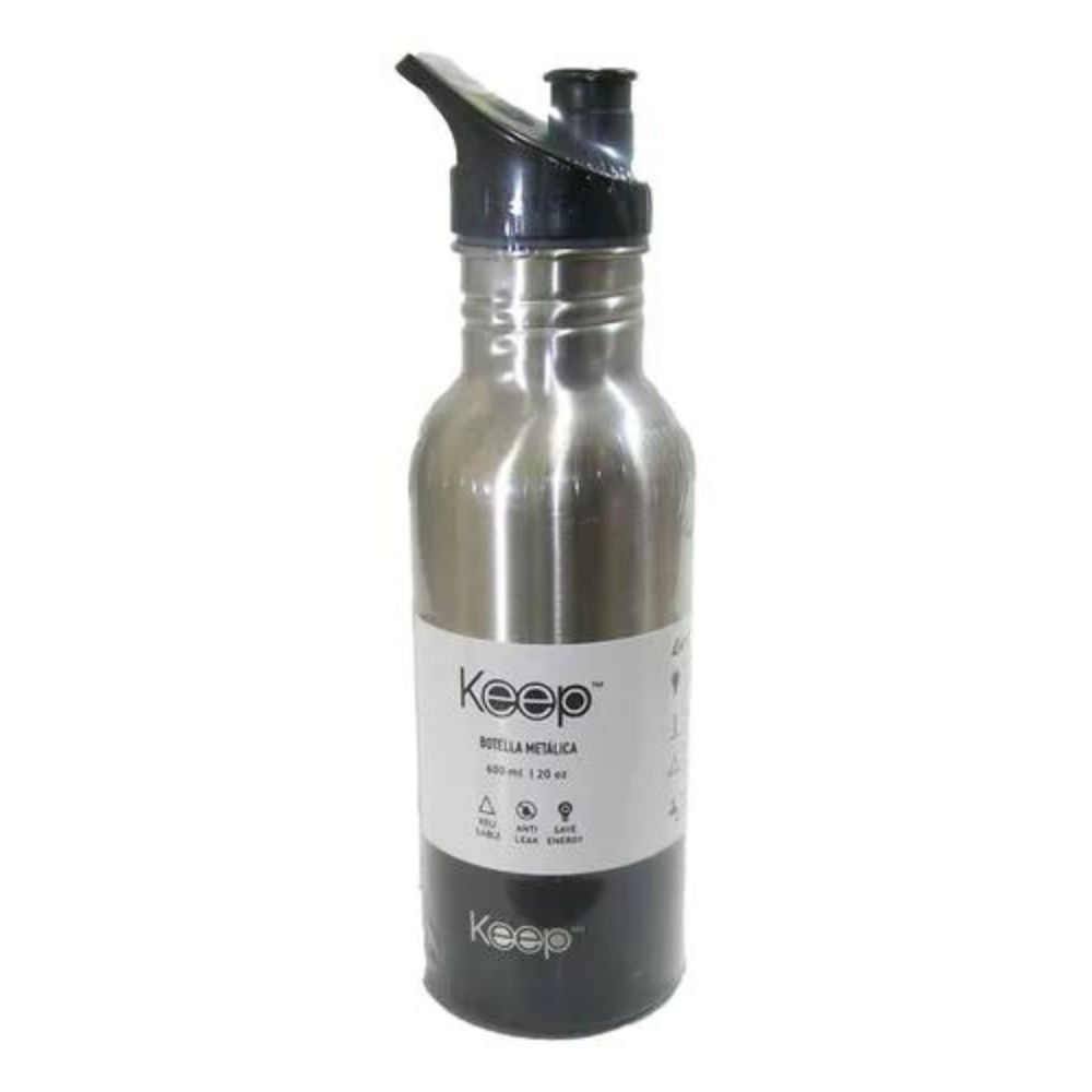 Botella Keep Metalica 600ml Negra
