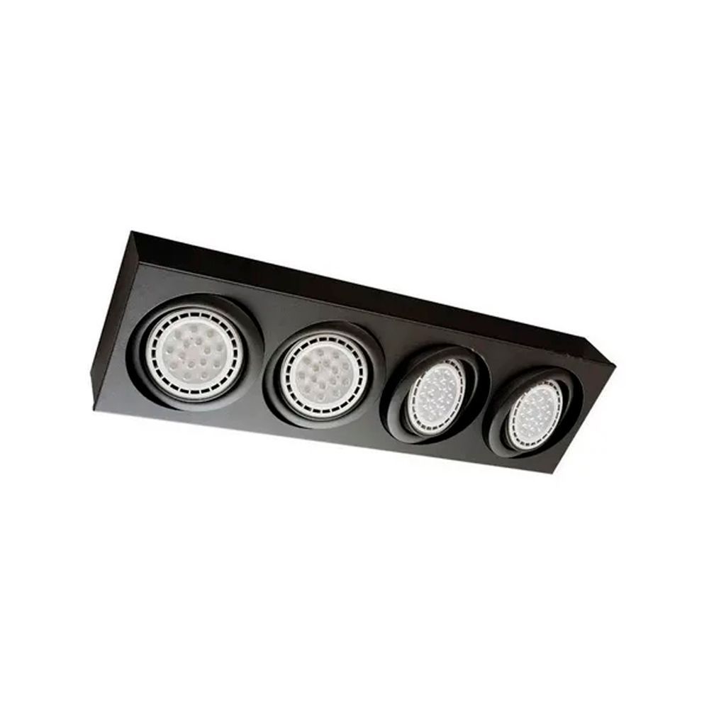 Plafon Led Lampara Spot Dicroica Techo Rectangular 4 Luces Frio Negro