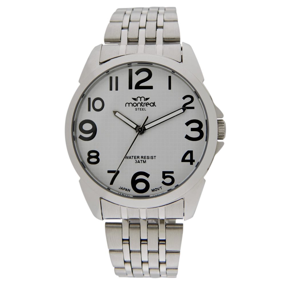 Reloj blanco Montreal acero