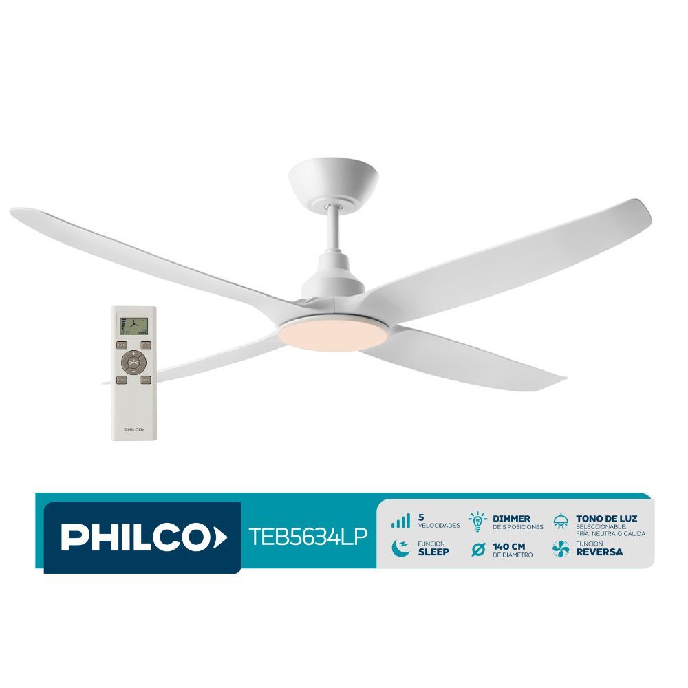 Ventilador de Techo Philco TEB5634LP 56" con Luz