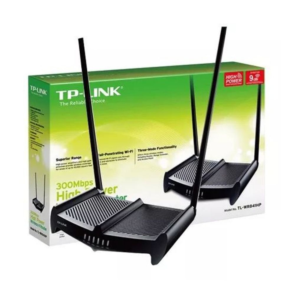 Router 4P TpLink WR841HP N300 High Power 2X9DBI Negro