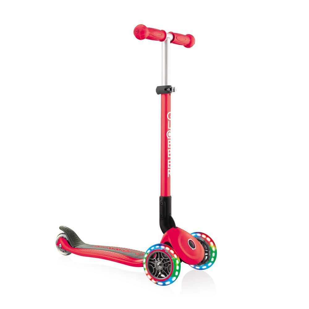 Monopatin 3 Ruedas Plegable Con Luz Primo Foldable Rojo Globber