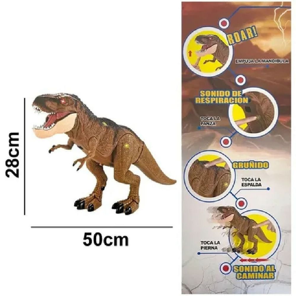 Dinosaurio T-Rex Con Luz Y Sonido Camina Poppi 80089 Gtm