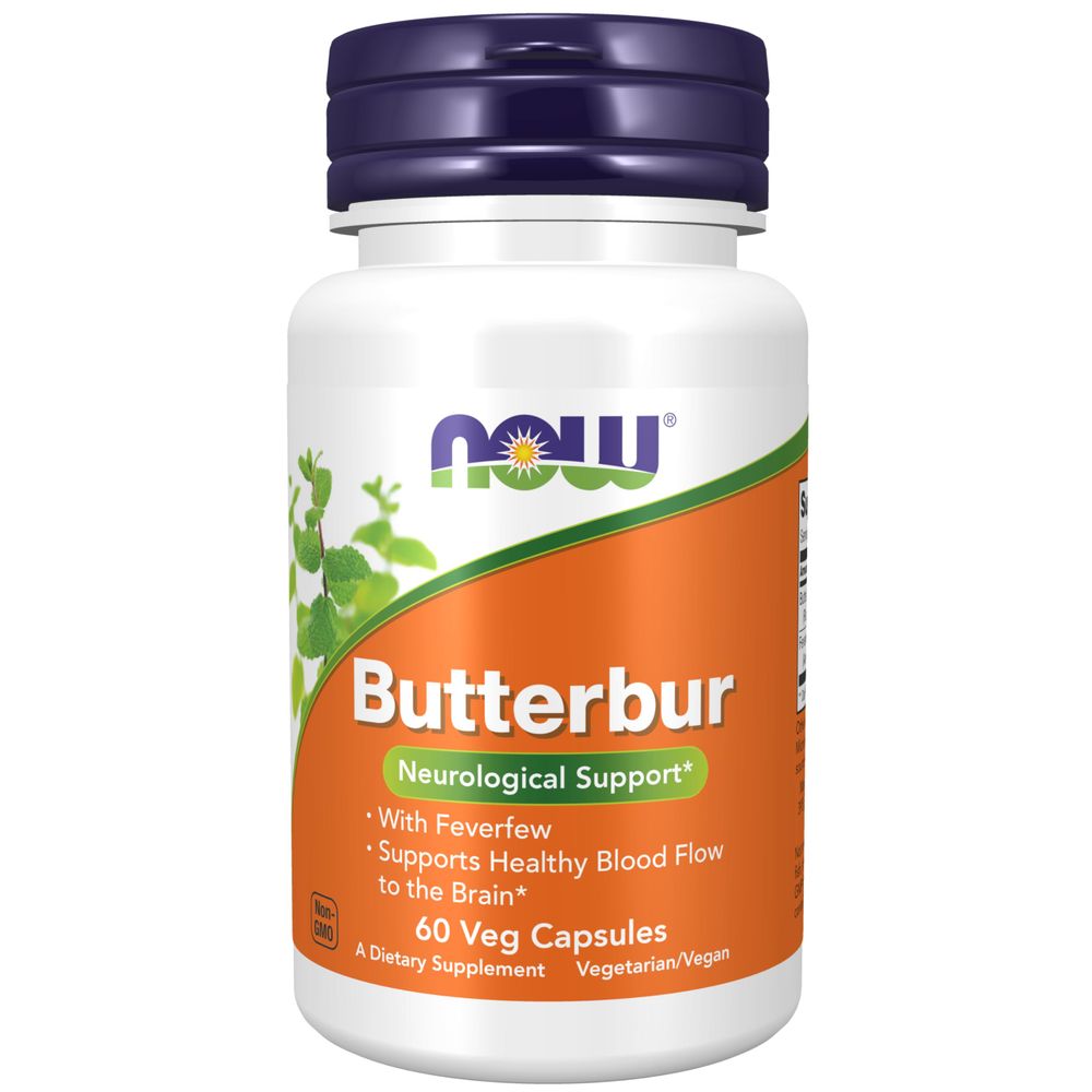 Suplemento NOW Butterbur con matricaria, 60 cápsulas vegetarianas