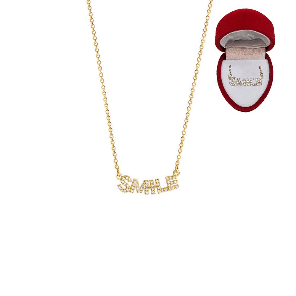 Collar Smile Baño Oro 18k Con Estuche De Regalo Pana Dorado