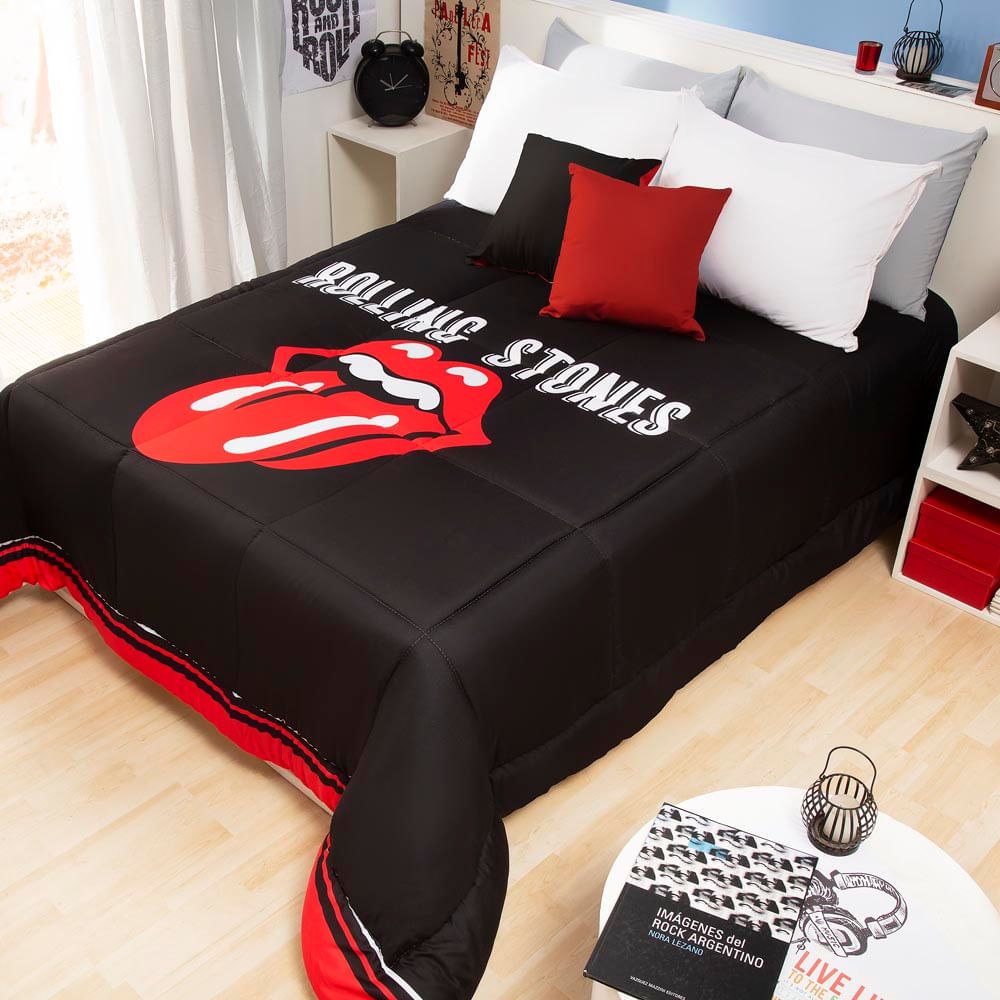 Acolchado Rolling Stone Queen Estampado Digital Lengua
