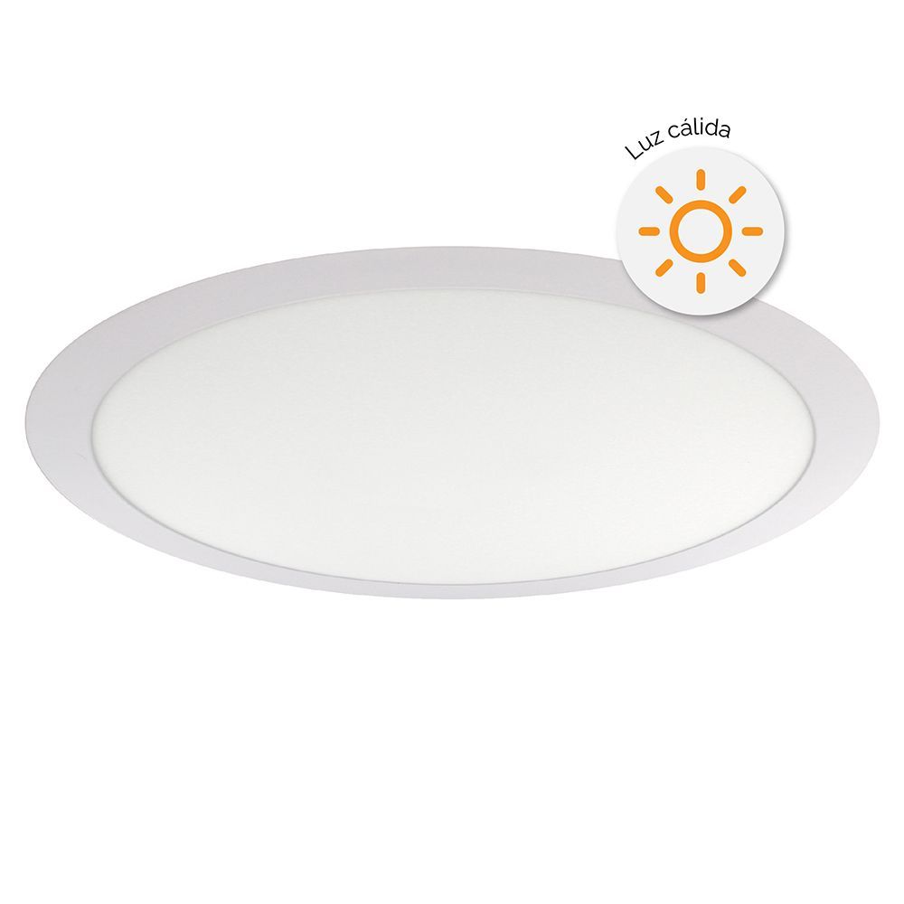 Iluminación Panel Led 24w Embutir Redondo Blanco Luz Calida