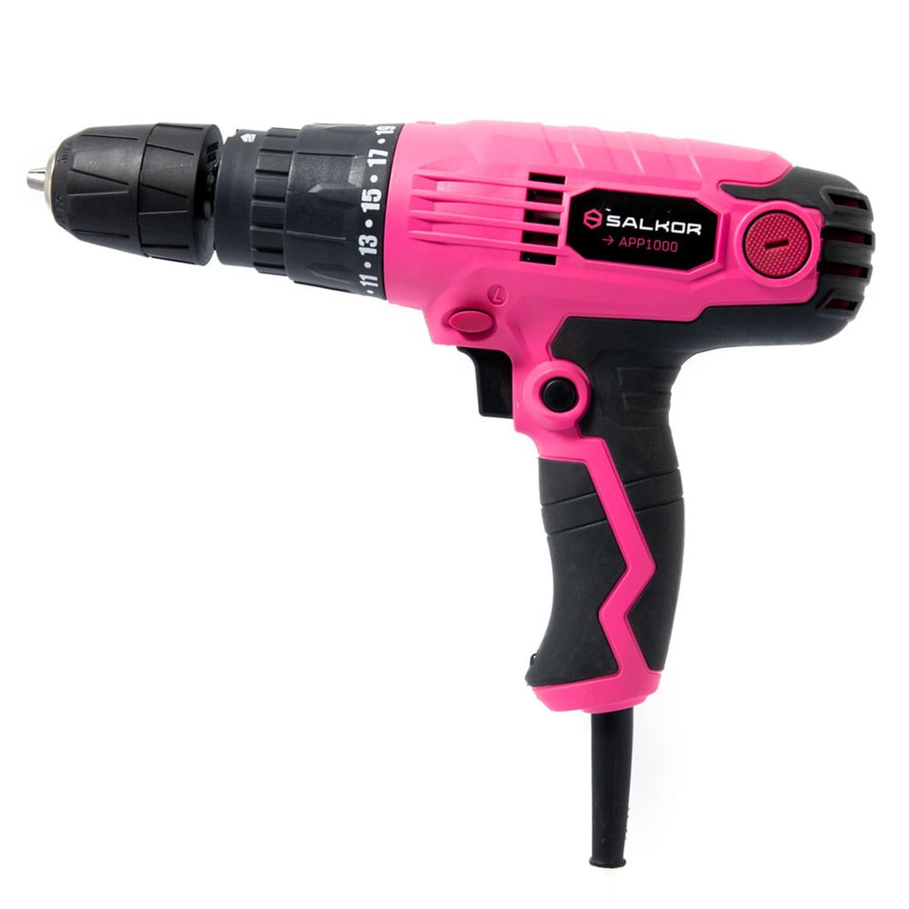 Taladro Atornillador Percutor Rosa 10 Mm 300W