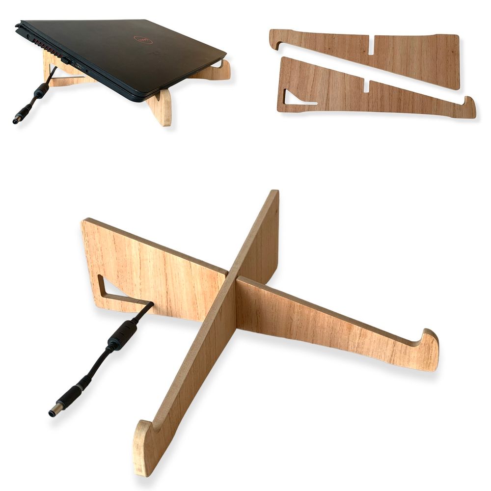 Soporte Apoya Notebook De Diseño Hecho En Madera Elevador Pc