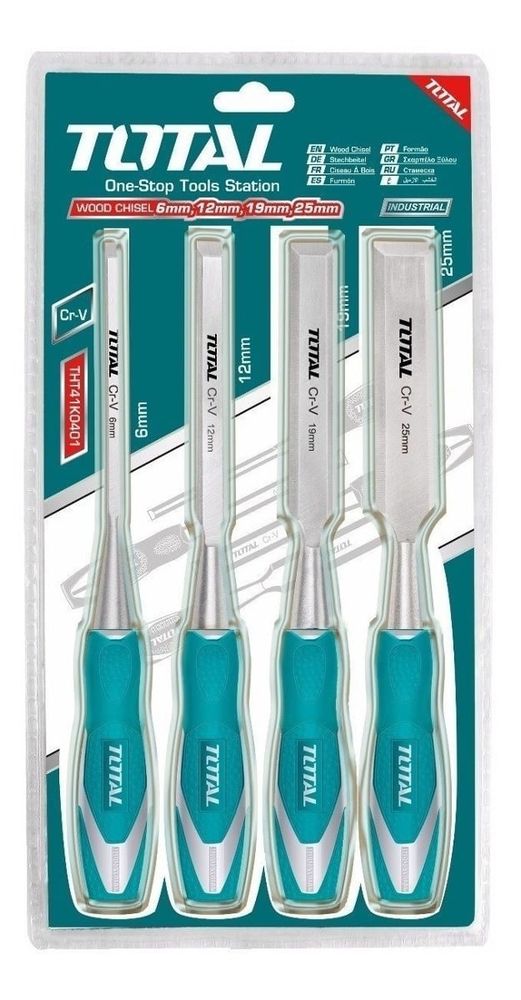 Juego Set De 4 Formones Total 6-12-19-25 Cromo Vanadio Grip