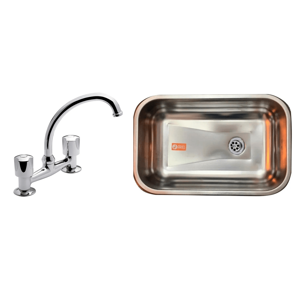 COMBO BACHA ARIEL 4305 52X32X18 + GRIFERIA FV PAMPA