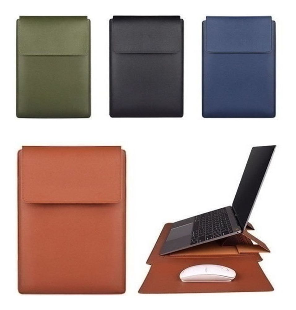 Funda Notebook 3en1 Soporte Mouse Pad 14.1-15.4 Símil Cuero Marrón