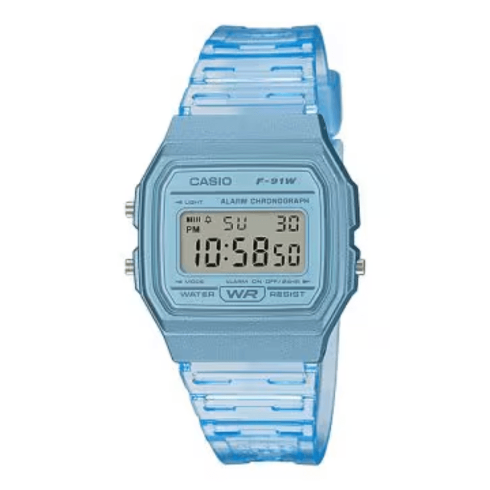 Reloj Casio Digital F-91WS-2CF - Celeste Traslucido