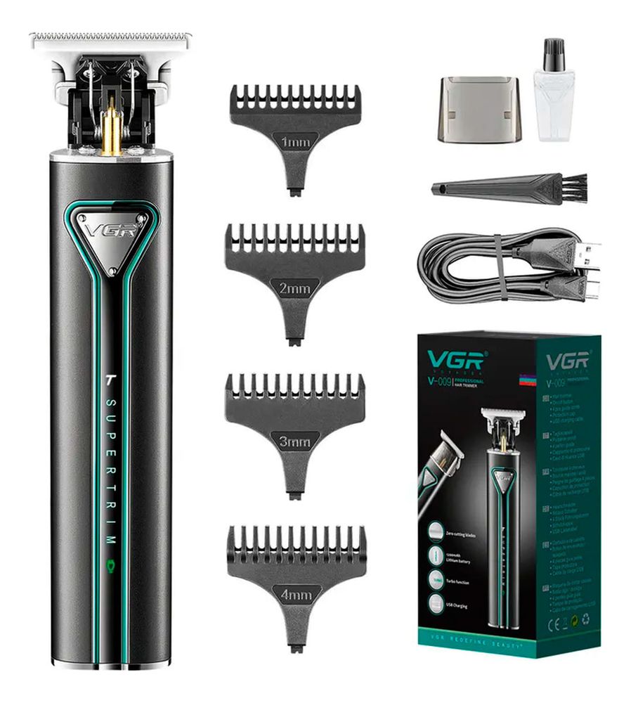 Maquina Corta Pelo Barba Trimmer Vgr V-009 Led Inalámbrica Verde