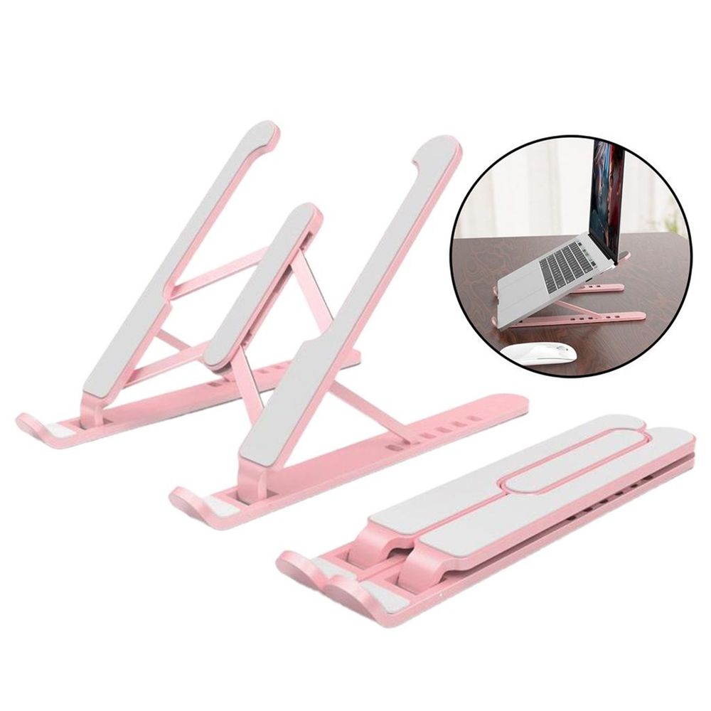 Soporte Base Portatil Apoya Notebook Regulable Plegable Rosa