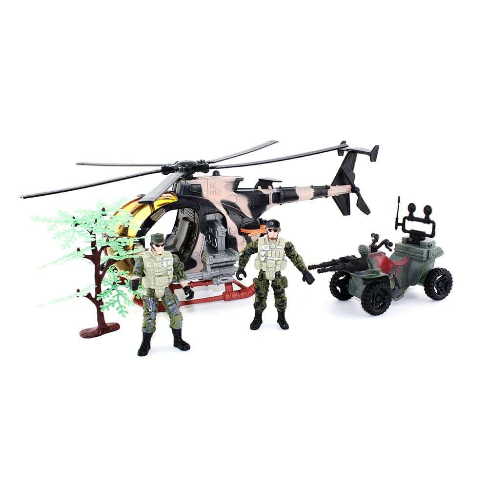 Set Combat Force Mediano Helicóptero + Cuatri Chico