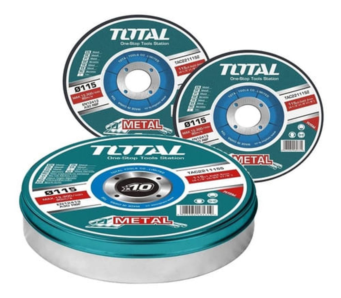 Pack De 10 Discos Corte Total Tac2211155 Abrasivos P/ Metal 115mm 4-1/2 ...