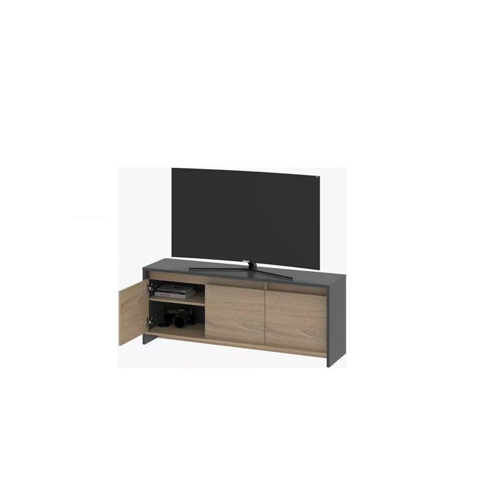 Rack Mesa De Tv Moderno 130 Hasta 55 3 Puertas + Estantes - Color Gris ...