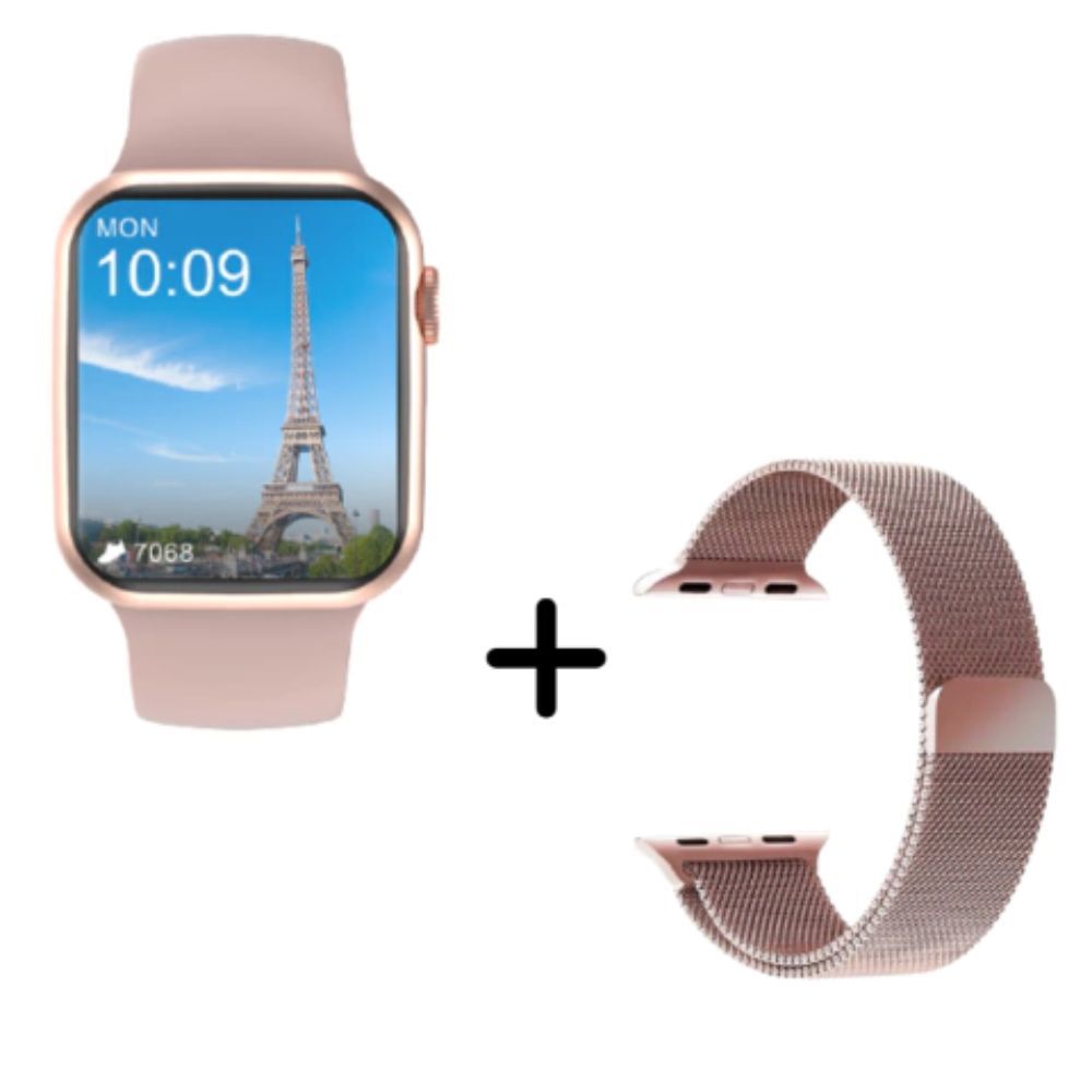SmartWatch Relojes Inteligente Dt100 Plus Rosado + Malla metalica