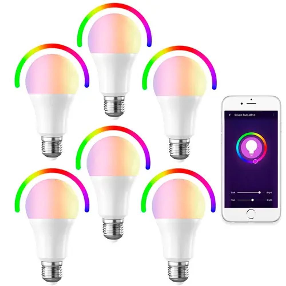Lampara Led Smart Gadnic Inteligente Rgb 9w Wifi Combo 6 Unidades