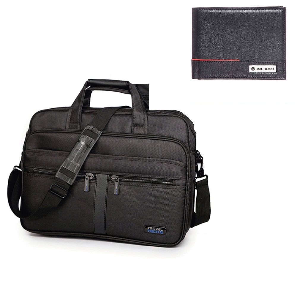 Combo Maletín Porta Notebook + Billetera Cuero Ideal Regalo