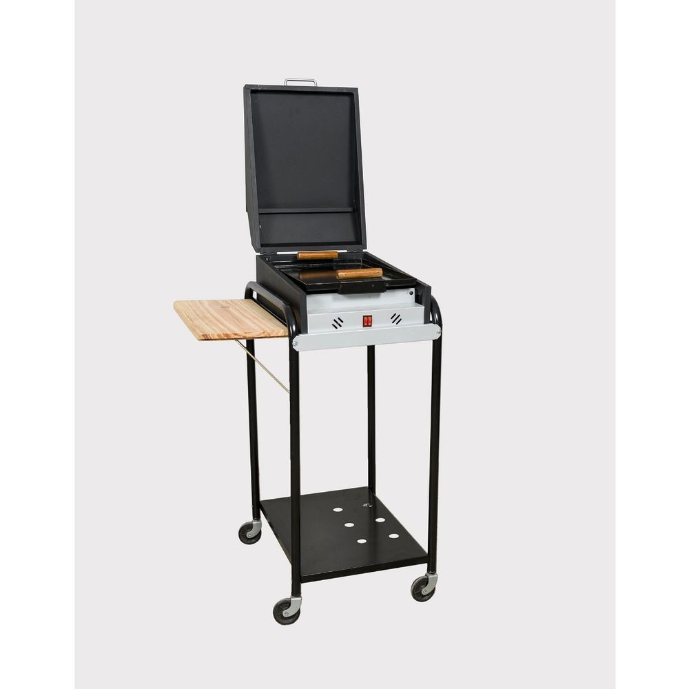 Parrilla Electrica Ponderosa Energy Grill con Carro y Plancha Enlozada