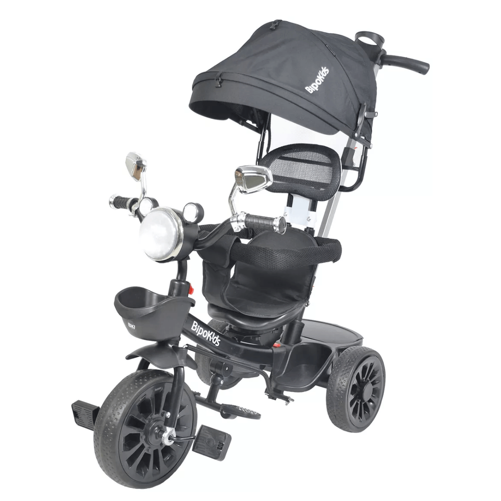 Triciclo Direccional Reversible Luces Sonido Extensible TR9008 Bipo Negro