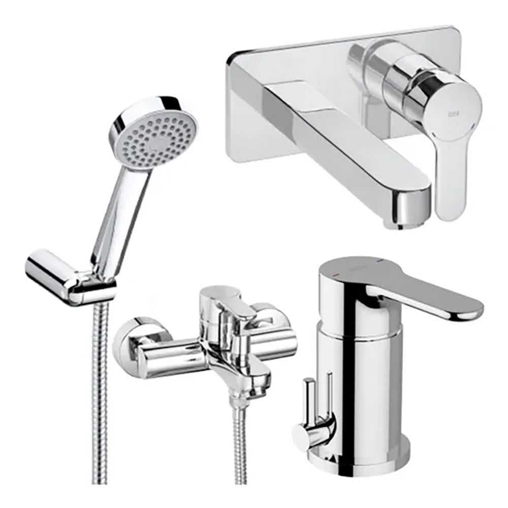 Combo griferia Roca L20 Lav Pared+Ducha Ext C/T+Bidet tr